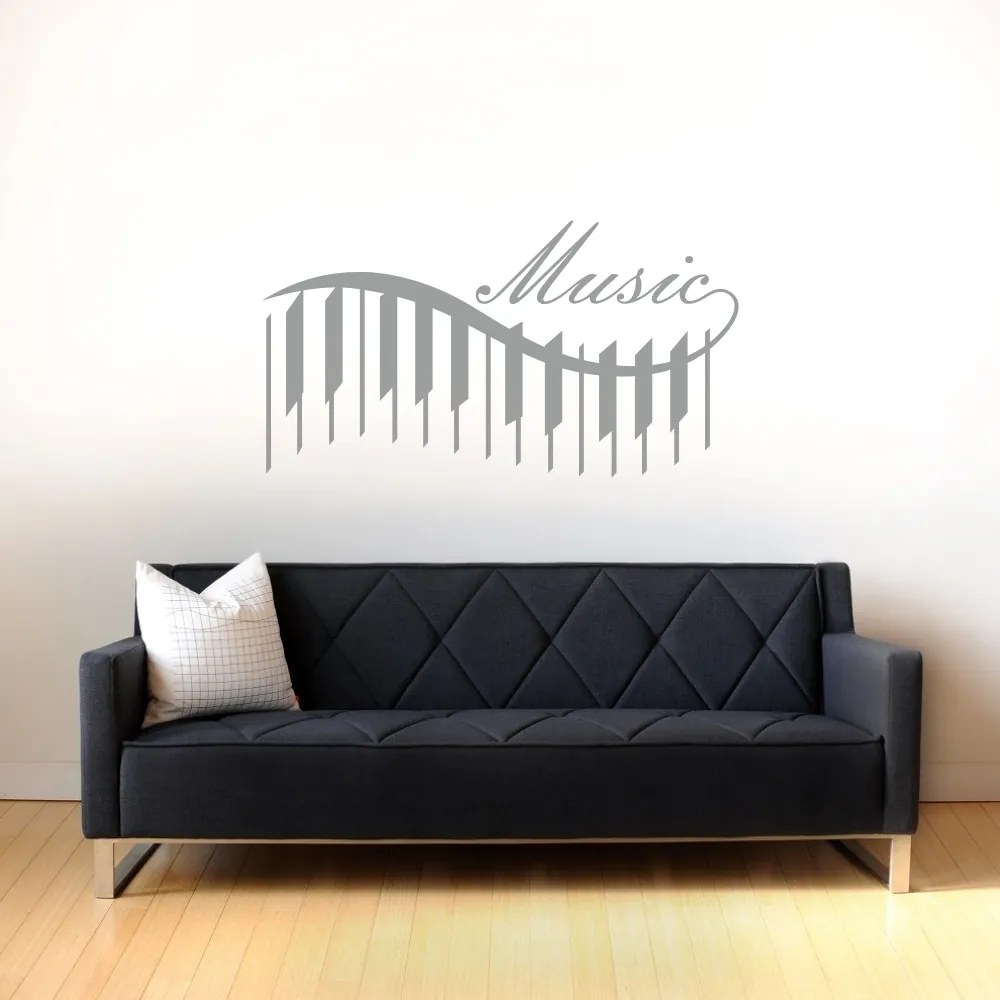 WALLVINIL Samolepky na zeď - Music piano Barva: Stříbrná, Velikost: 80x43 cm