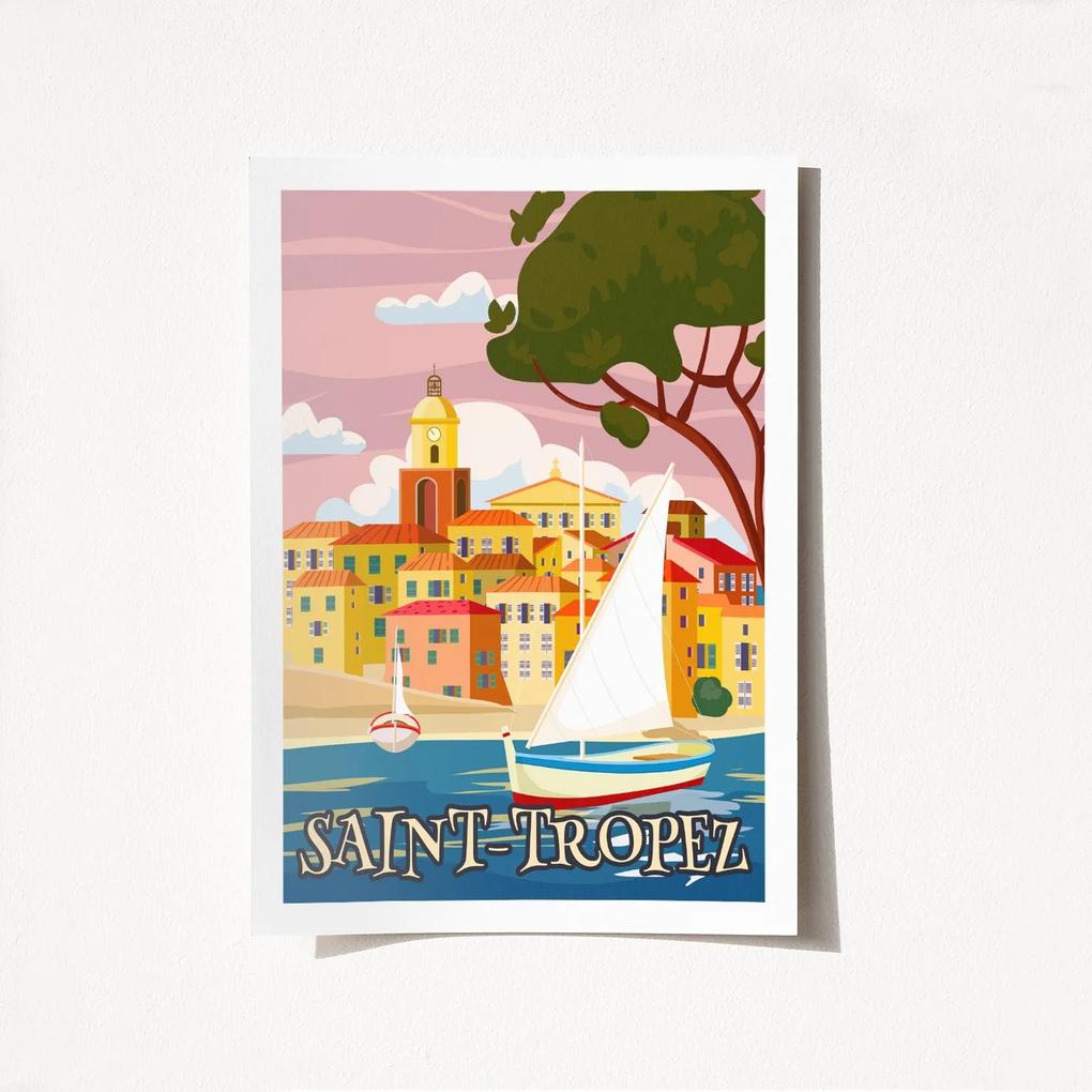 Wallexpert Plakát A3 Saint Tropez - 2008, Vícebarevná