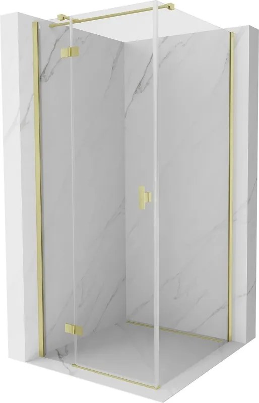 Mexen Mist HT, sprchový kout s výklopnými dveřmi levý 95 x 95 cm, čiré sklo, zlatá matná, 8A5T-095-095-55-00-L
