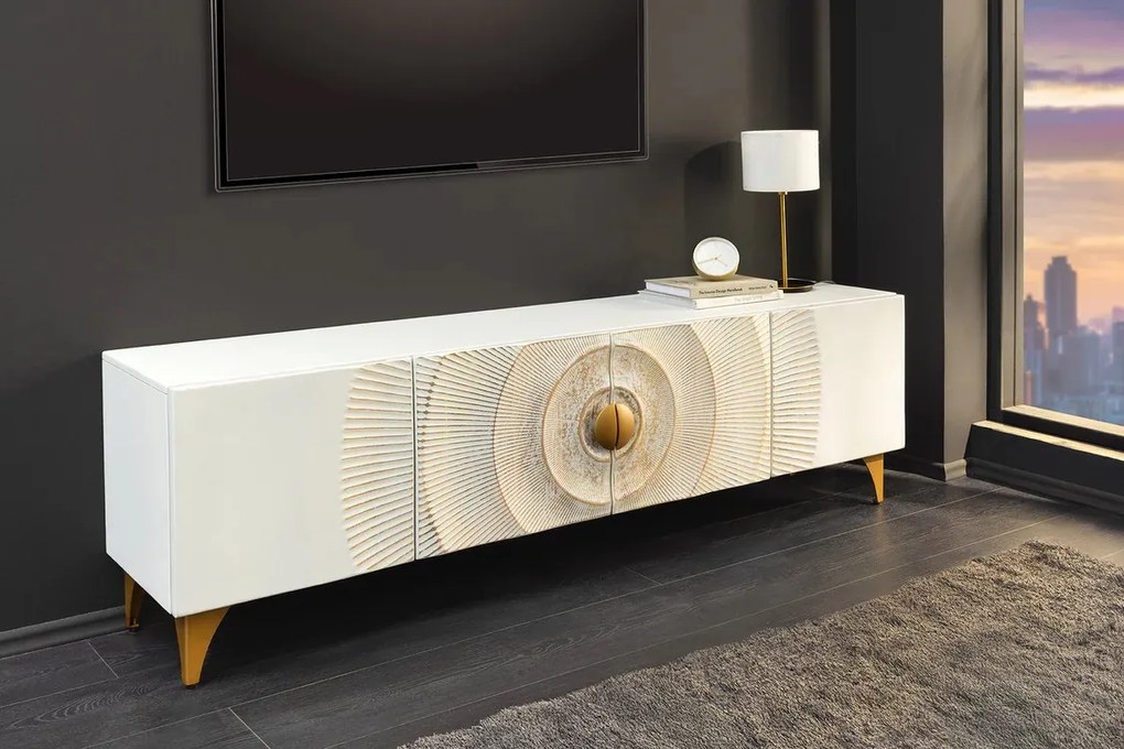 Designový TV stolek Venetia 180 cm bílé mango