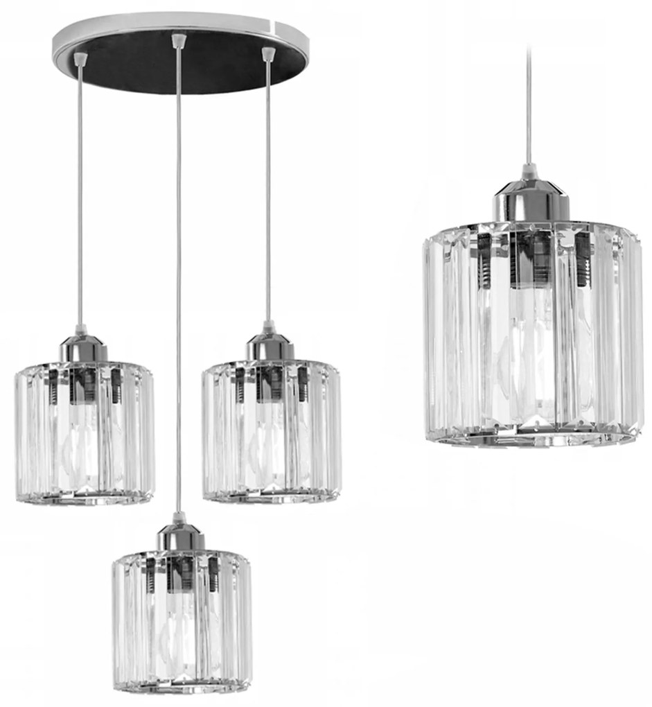 Toolight - ELEGANCE LAMPA SUFITOWA APP210-3CPR KRYSZTAŁ SREBRNA, OSW-08550