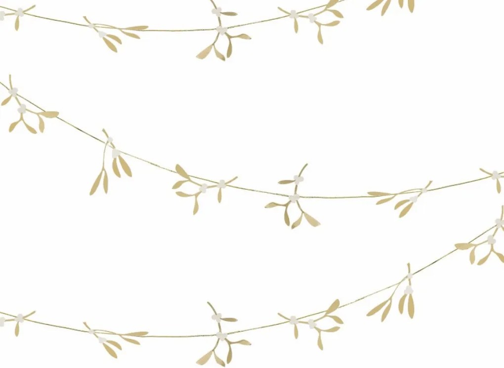 Vánoční girlanda GOLD MISTLETOE 5 m, zlatá