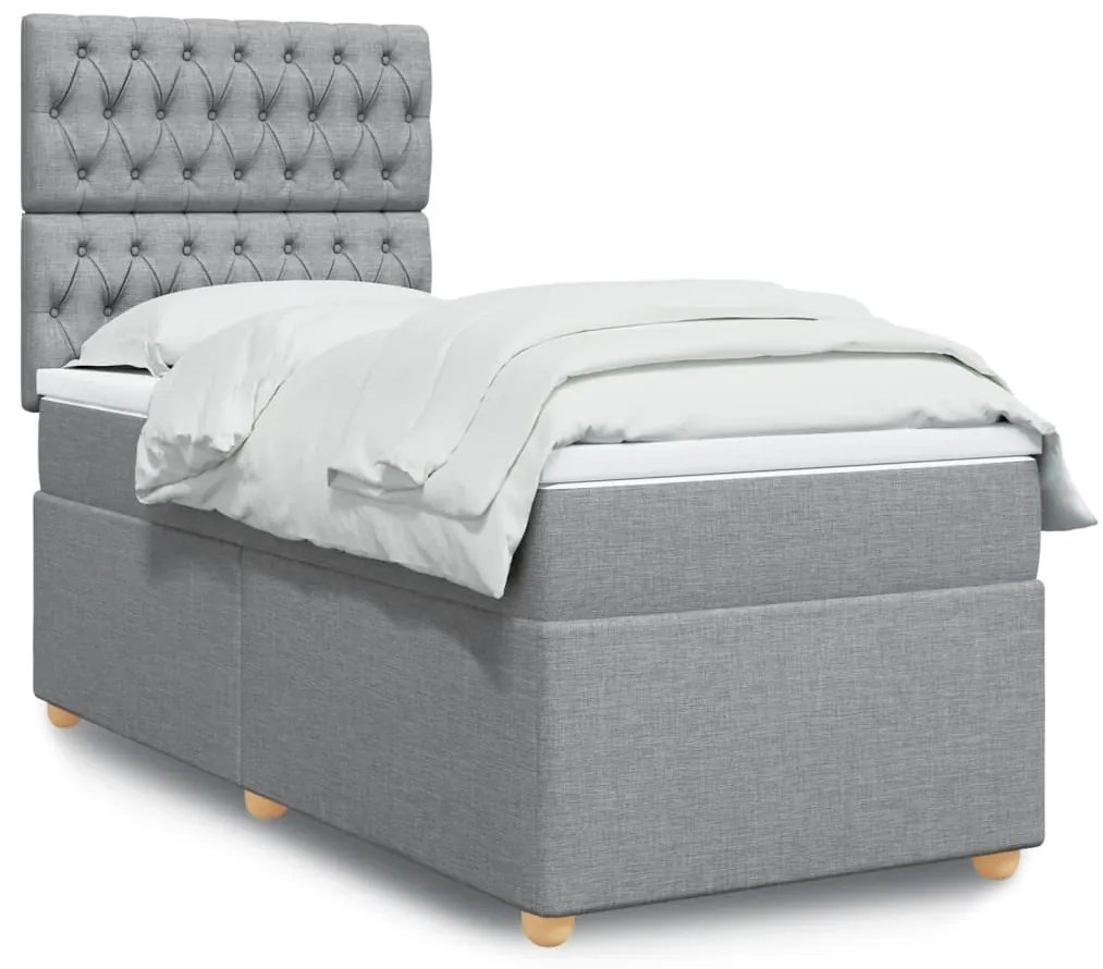 Box spring postel s matrací světle šedá 90x200 cm textil 3293470