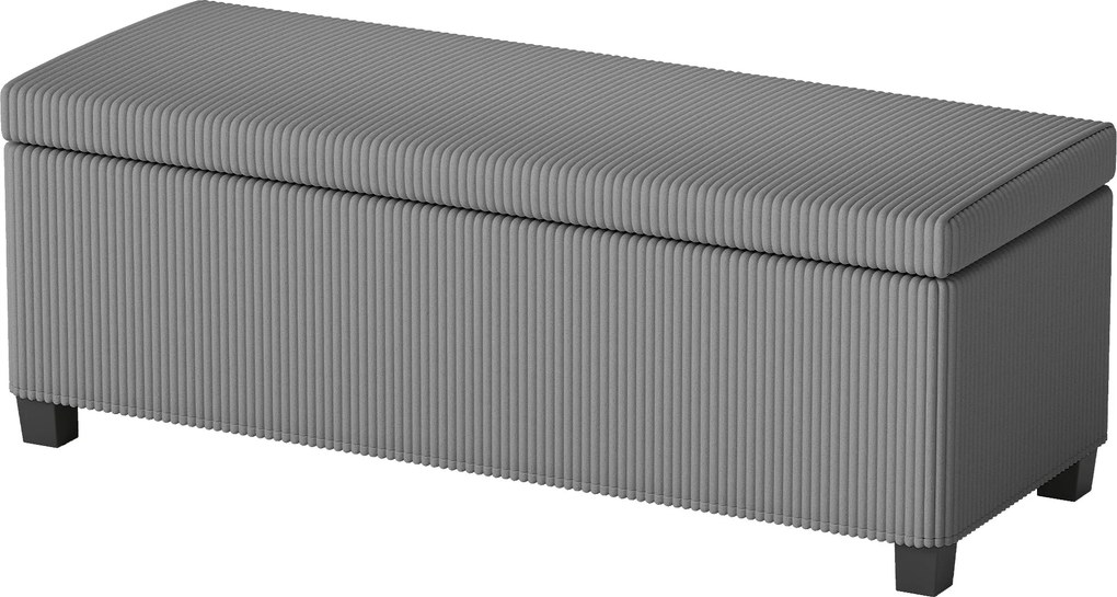 HOMCOM manšestrová lavice s úložným prostorem 84 l s víkem, šedá — 112 × 42 × 40 cm | Aosom