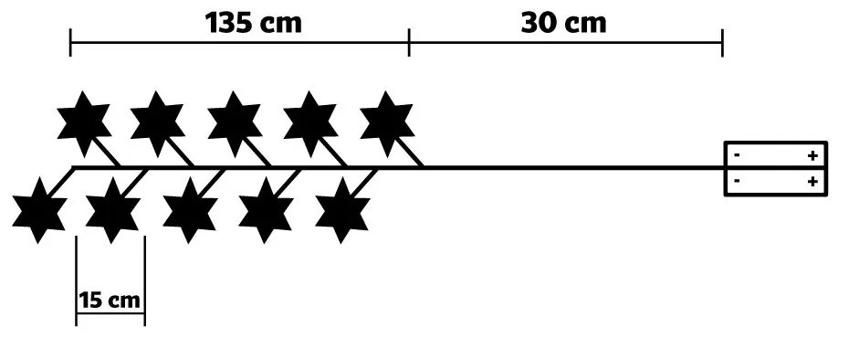 Platinium Světelný LED řetěz 10 diod, kovové vločky, 1,6 m, teplá bílá