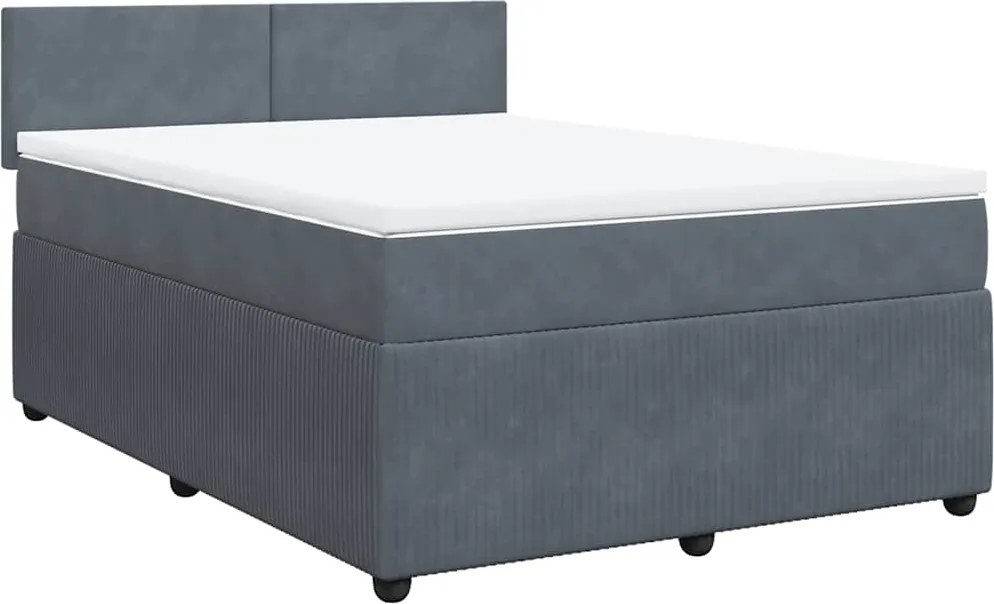Box spring postel s matrací tmavě šedá 140x200 cm samet 3290053