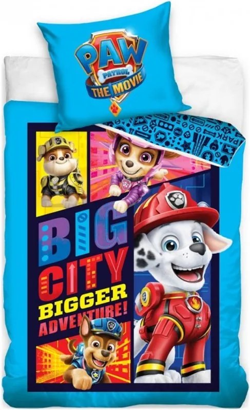 Bavlněné ložní povlečení Tlapková patrola ve filmu - Paw Patrol - modré - 100% bavlna Renforcé - 70 x 90 cm + 140 x 200 cm