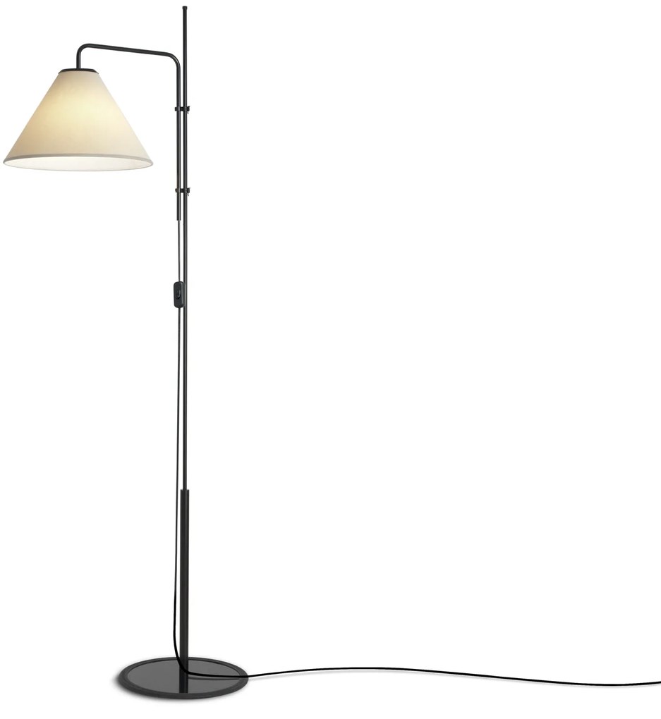 Marset A641-402 Funiculí, černá stojací lampa s pískovým textilním stínidlem, 1xE27, 158cm