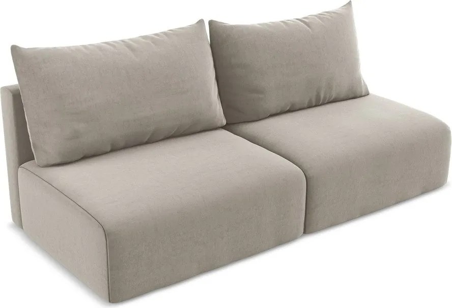 Taupe sametová rozkládací/s úložným prostorem pohovka 216 cm Kalena – Makamii
