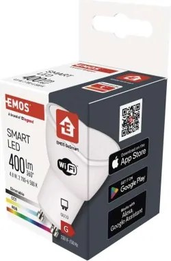 Emos lighting Chytrá LED žárovka GoSmart MR16 / GU10 / 4,8 W (35 W) / 400 lm / RGB / stmívatelná / WiFi 1525500500