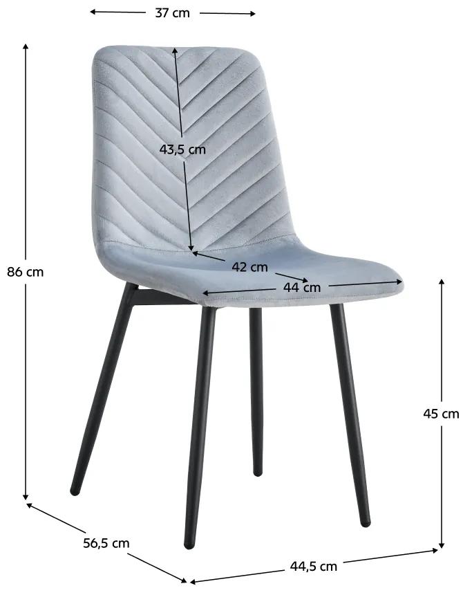 Jídelní židle RAMITA TYP 2 sametová látka Velvet šedá, kov černý lak mat