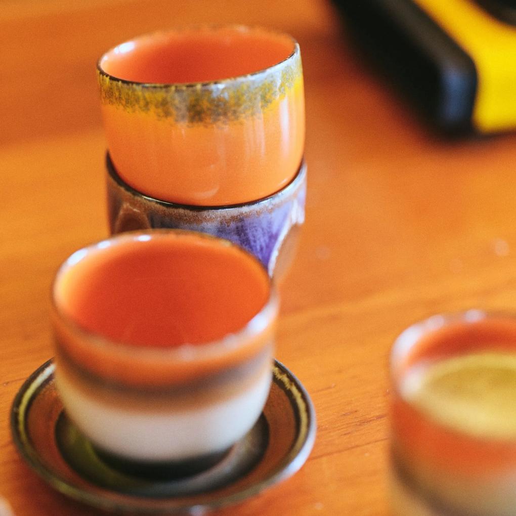 HK living Hrnek Coffee Cup Liberica 70's – 200 ml, oranžová barva, keramika