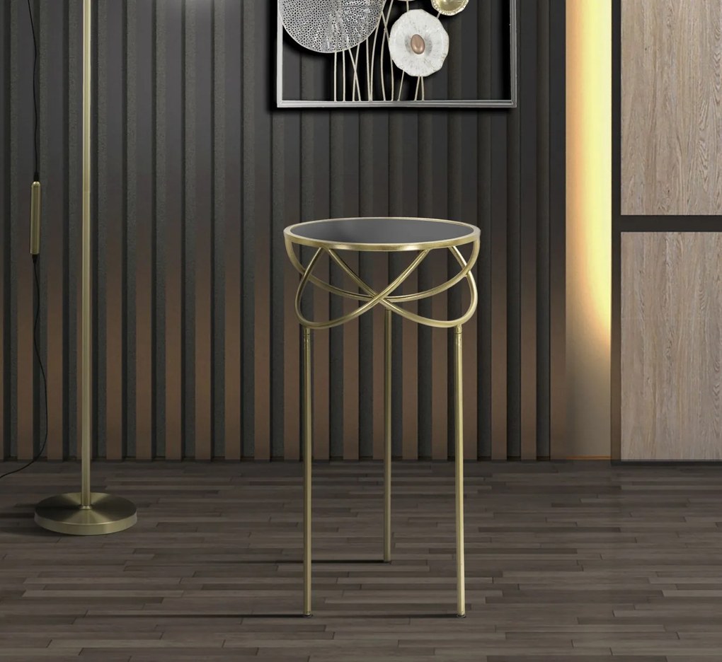 Odkládací stolek na telefon Mauro Ferretti Alter, 40x80 cm, zlatá/černá