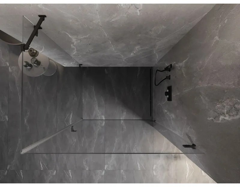 Mexen Lunar-B pravostranný výklopný sprchový kout 100 x 80 cm, čiré sklo, černá matná, 832-100-080-70-00-P