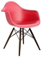 Designová židle DAW, červená (Tmavý buk)
