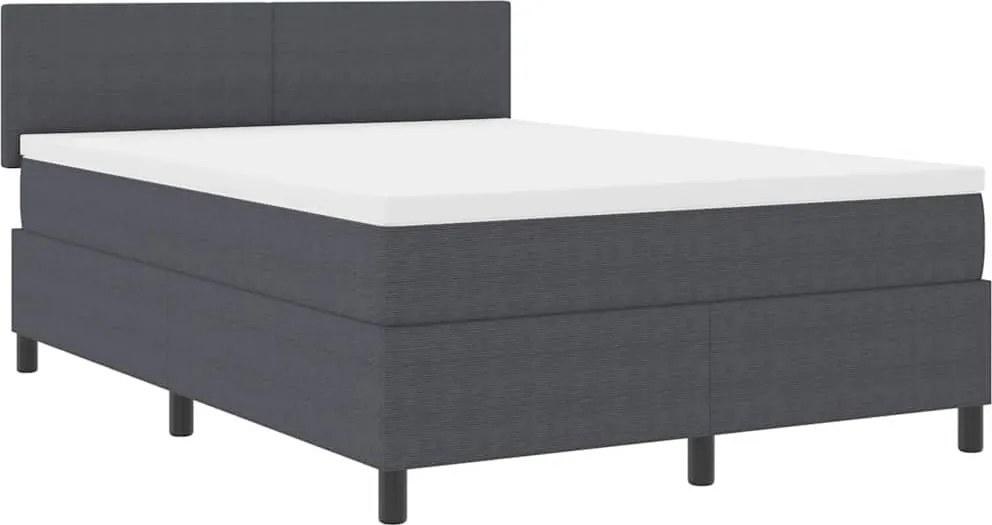 Postel s boxspringem s čelo Tmavě šedá a bílá 140 x 190 cm 3337512
