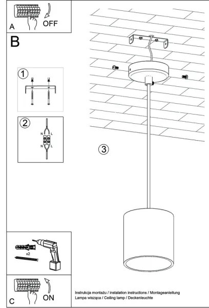Sollux SL.0051 - Lustr na lanku ORBIS 1 1xGU10/40W/230V černá