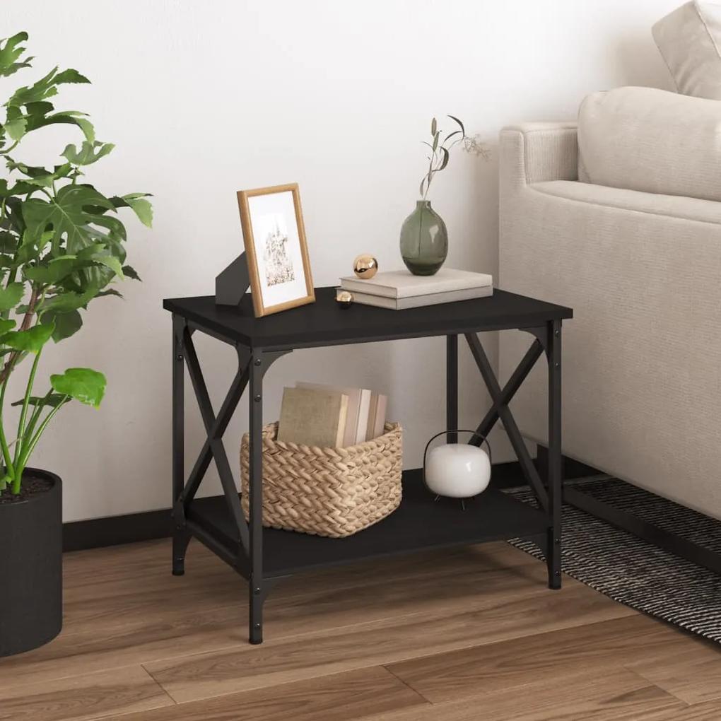 Odkládací stolek černý 55 x 38 x 45 cm kompozitní dřevo - Default Title