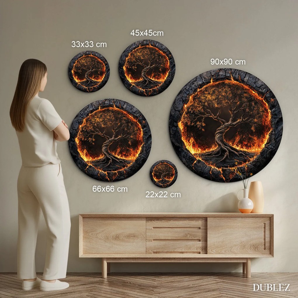 DUBLEZ | Dřevěný strom života na stěnu - Volcanic | UV tisk, Premium