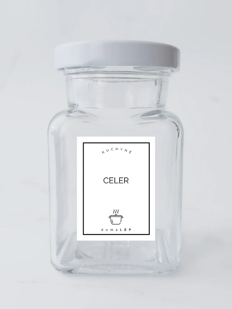 Samolepka na kořenky CELER bílá 3 × 4 cm základní písmo