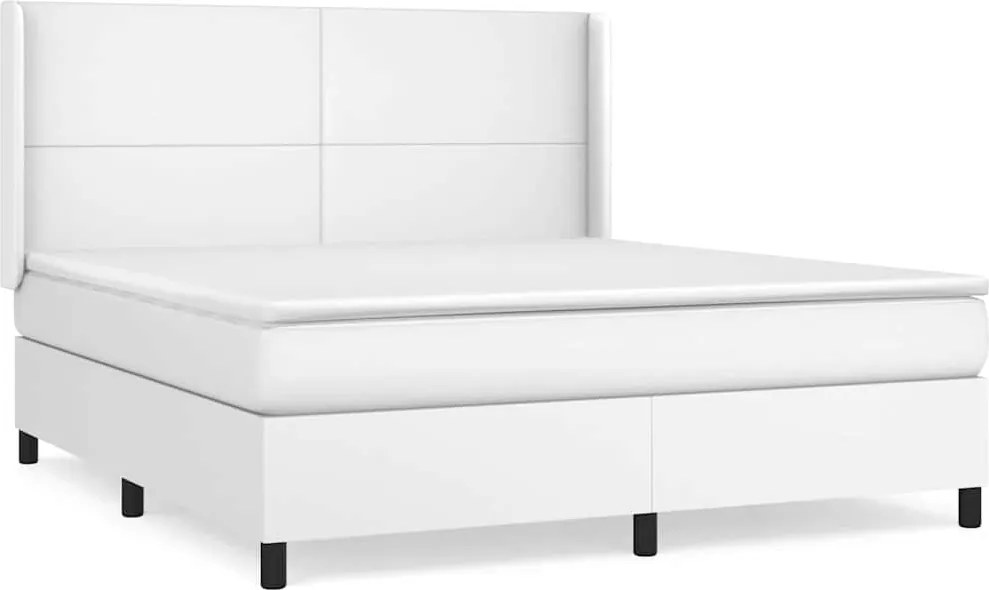 Box spring postel s matrací bílá 160x200 cm umělá kůže 3132388