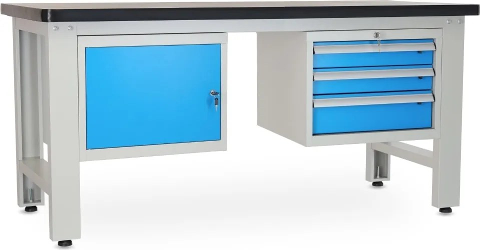 Dílenský stůl Solid MDF-13, 180 cm, 2 závěsné boxy, černá