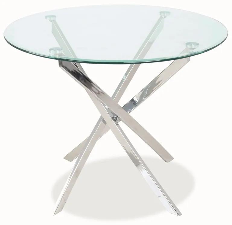 Jídelní stůl AGIS 90 cm, sklo čiré, kov chrom