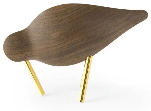 Normann Copenhagen Dřevěný ptáček Shorebird, malý, walnut/brass