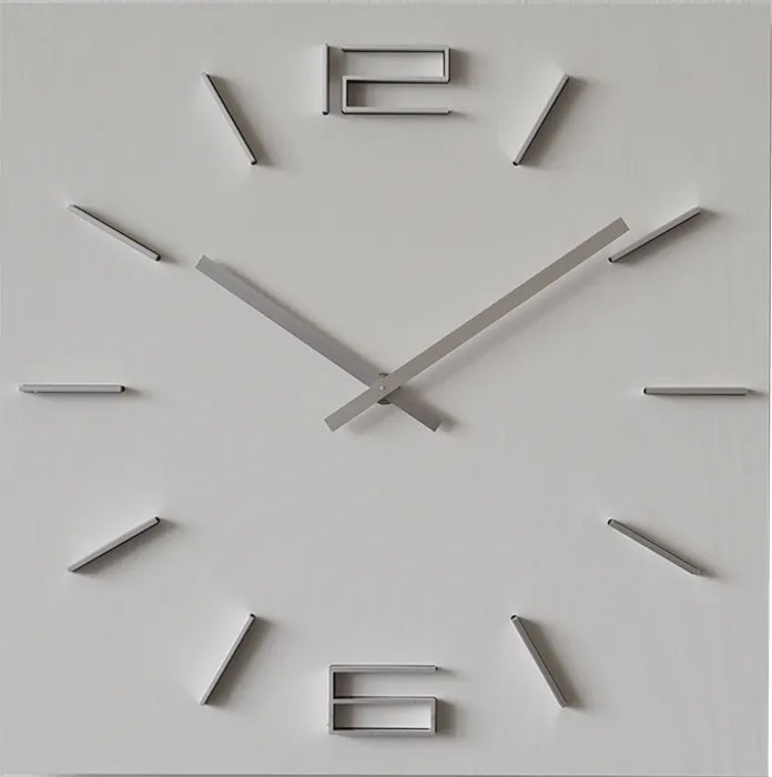 Bílé designové kovové hranaté moderní hodiny JVD HC30.1 s 3D číslicemi