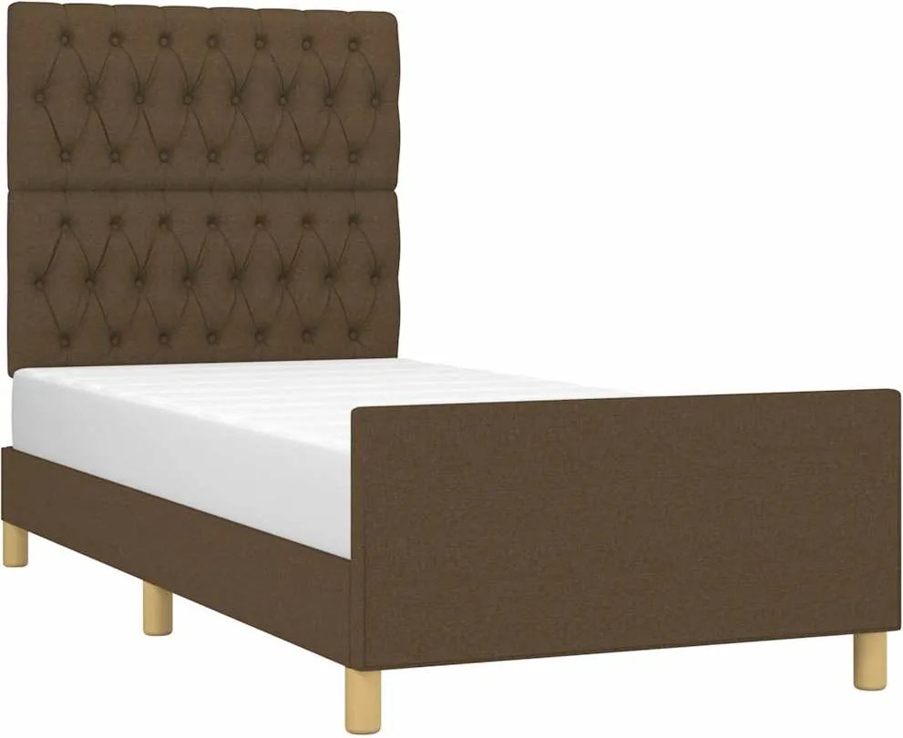 Rám postele bez matrace tmavě hnědá 100 x 200 cm textil 3125279