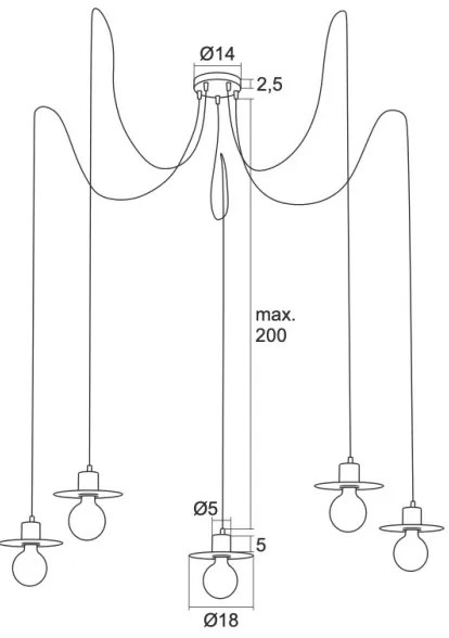 Argon 2079 - Lustr na lanku CORSO 5xE27/15W/230V pavouk lesklý chrom