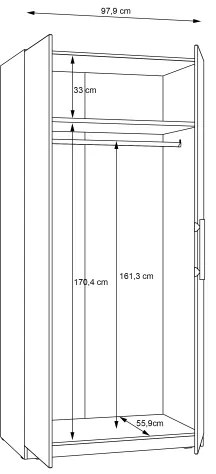 Šatní skříň MARO 100x213 cm dub artisan