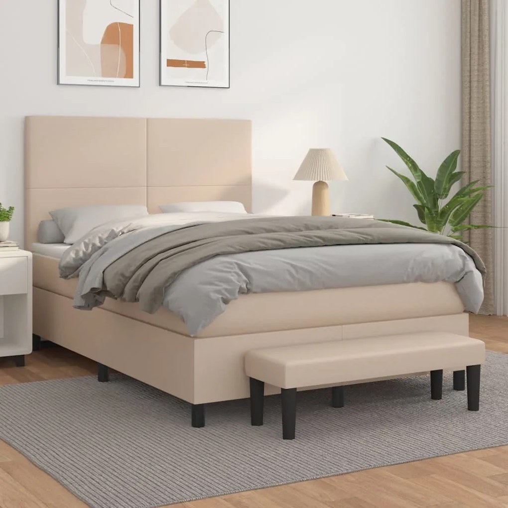 Box spring postel s matrací cappuccino 140x190 cm umělá kůže