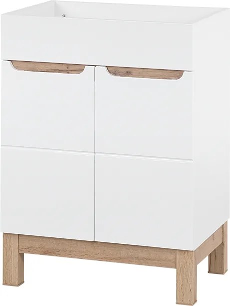 MAXIVA Stojatá skříňka pod umyvadlo - BALI 820 white, šířka 60 cm, bílá/lesklá bílá/dub votan
