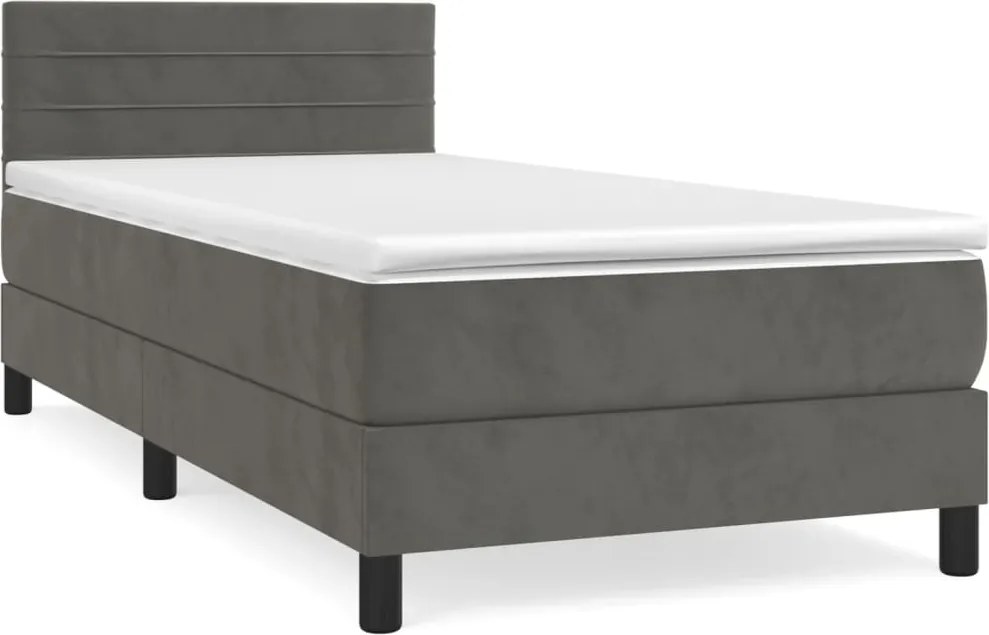 Box spring postel s matrací tmavě šedá 90x190 cm samet 3141336