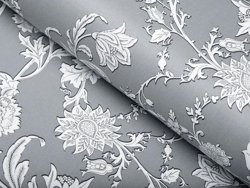 Biante Dekorační běhoun na stůl PM-046 Zámecké květy na světle šedém 35x180 cm
