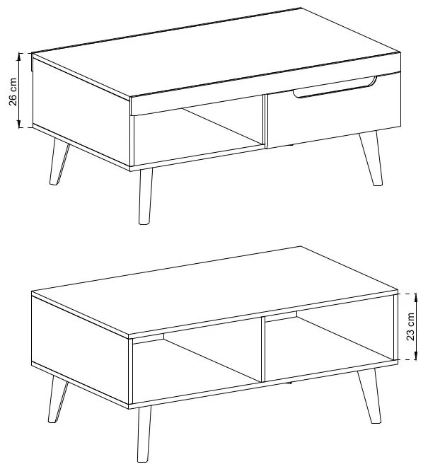 Konferenční stolek NORDI NL107 Bílý lesk + dub riviera
