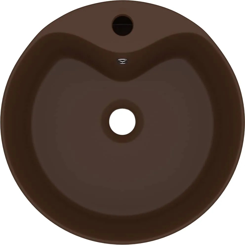 Luxusní umyvadlo přepad matné tmavě hnědé 36 x 13 cm keramické 147039
