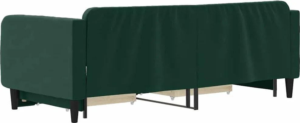 Válenda s přistýlkou a zásuvkami tmavě zelená 90 x 200 cm samet 3197113