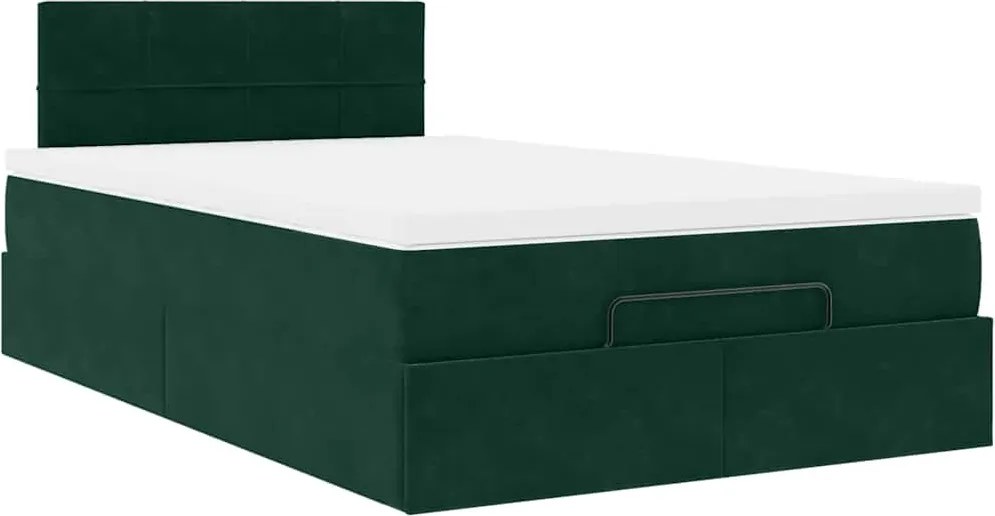 Osmanská postel s matrací & LED tmavě zelená 120x190cm samet 3312611