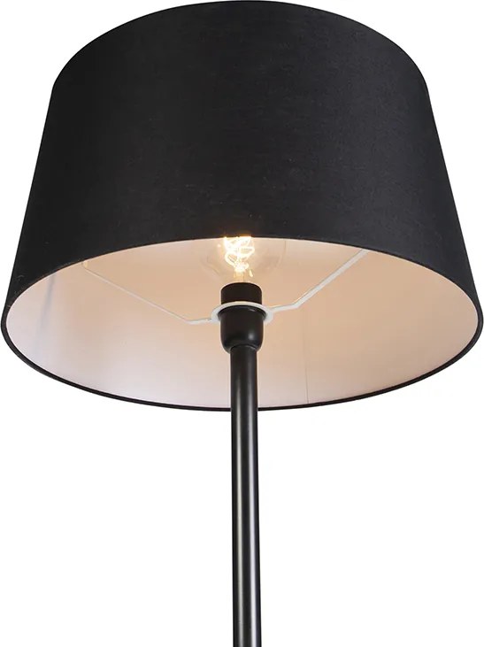 Stojací lampa černá s lněným stínítkem černá 45 cm - Simplo