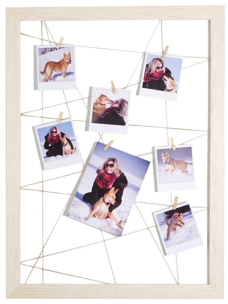 COLLAGE 50x70cm – provázková fotokoláž - dřevěný rám krémový