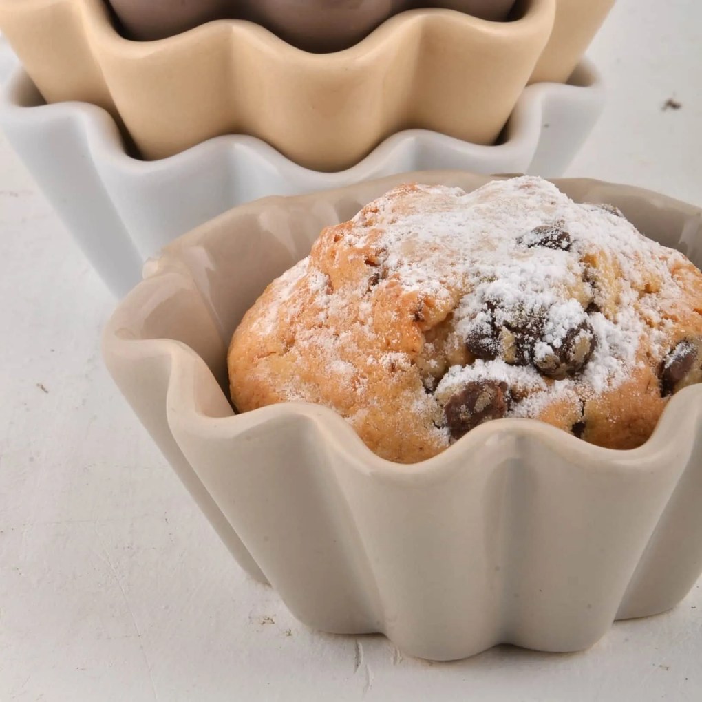 IB LAURSEN Keramická forma na muffiny Mynte Latte, béžová barva, keramika