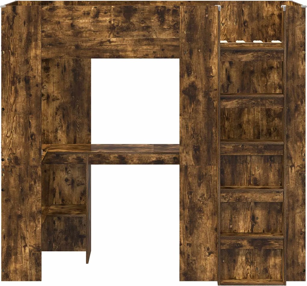 Rám patrové postele se stolem s policí Kouřový dub 75 x 190 cm 3410431