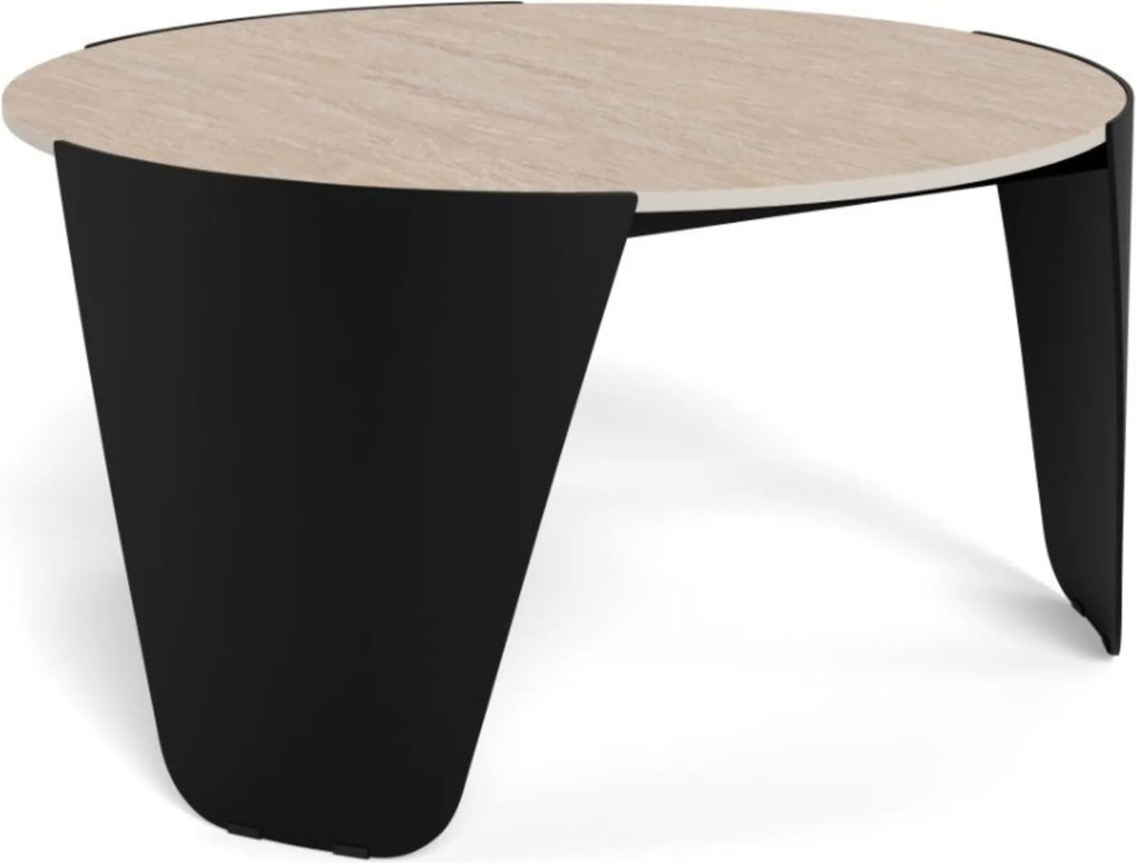 Kulatý designový konferenční stolek Altea travertin/černý