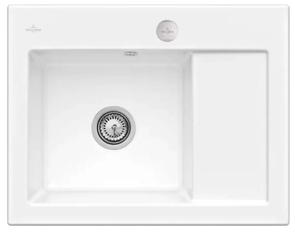 Villeroy & Boch Subway 45 - Keramický dřez 65x51 cm, excentrické ovládání, CeramicPlus, alpská bílá 331202R1