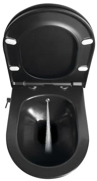 Sapho Avva Závěsné WC Rimless s bidetovou sprškou a integrovanou baterií, černá mat 100315-110