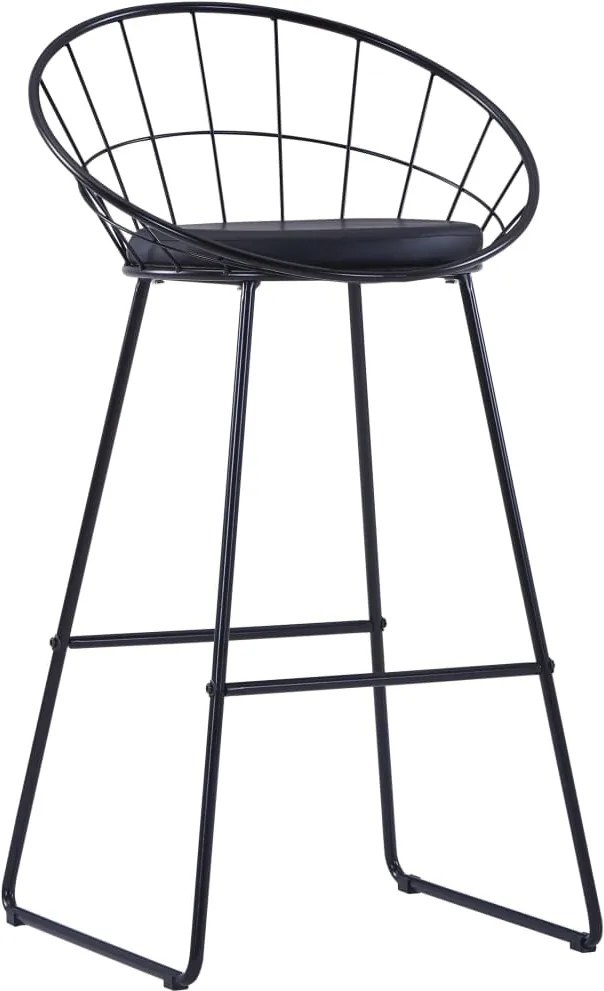 Barové židle se sedáky z umělé kůže 2 ks - ocelové | černé