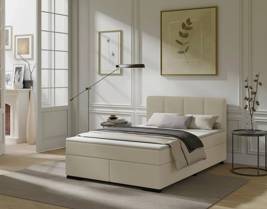 XXXLutz POSTEL BOXSPRING, 120/220 cm, béžová MID.YOU - Jednolůžkové postele - 002784001254