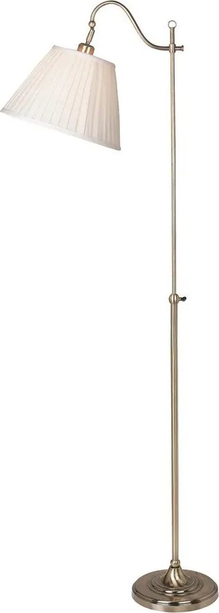 Bílá/ve zlaté barvě stojací lampa s ohybatelnou konstrukcí s textilním stínidlem (výška 167 cm) Charleston – Markslöjd